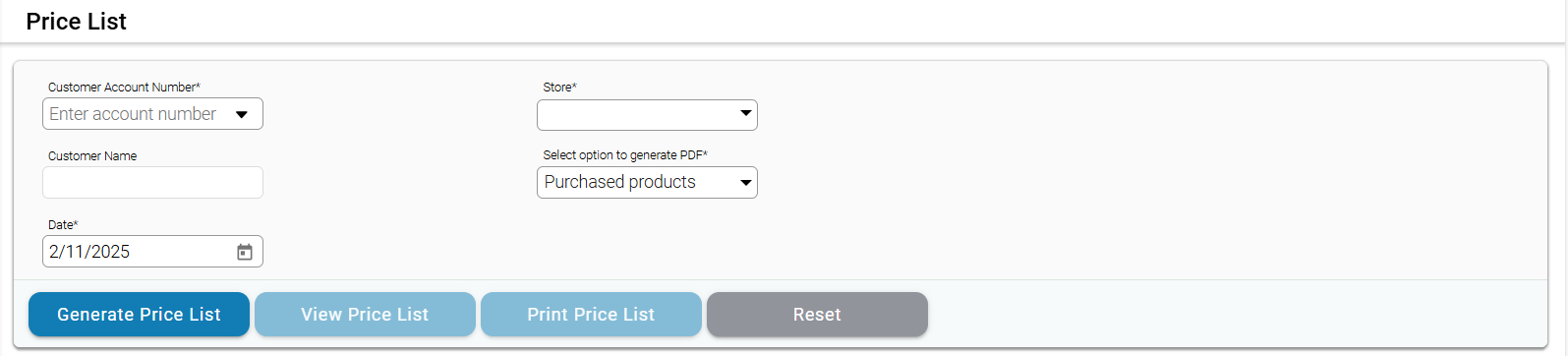 Price list – Help Center