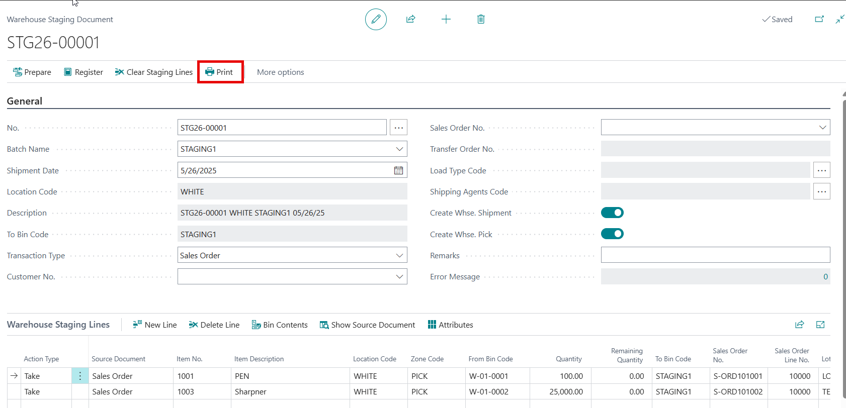 Warehouse Staging – Help Center